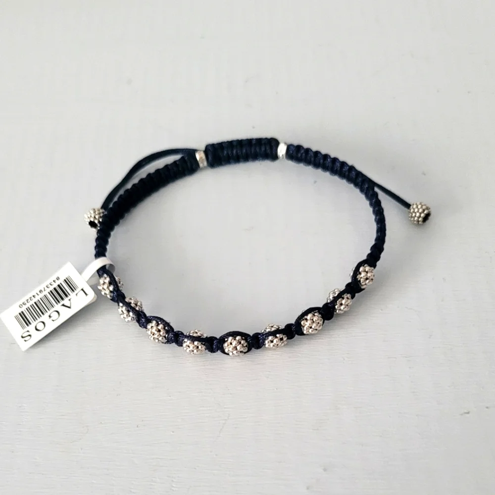 LAGOS | Jewelry | Lagos Navy Blue Macrame Caviar Sterling Silver Beads ...